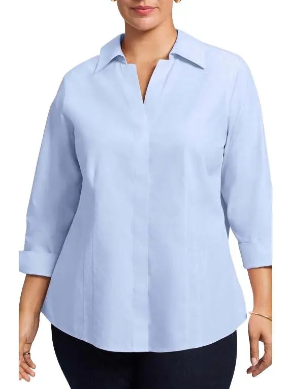 Foxcroft Taylor Three-quarter Sleeve Non-iron Shirt - Blue Wave
