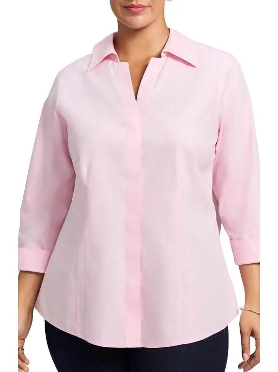 Foxcroft Taylor Three-quarter Sleeve Non-iron Shirt - Chambray Pink