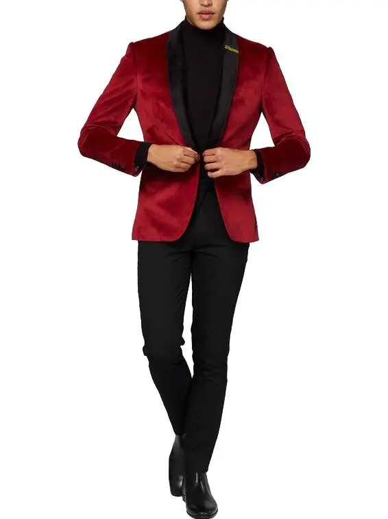 Opposuits Deluxe Burgundy Velvet Dinner Jacket - Red