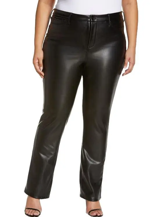 NYDJ Sculpt Her Marilyn Faux Leather Straight Leg Pants - Black