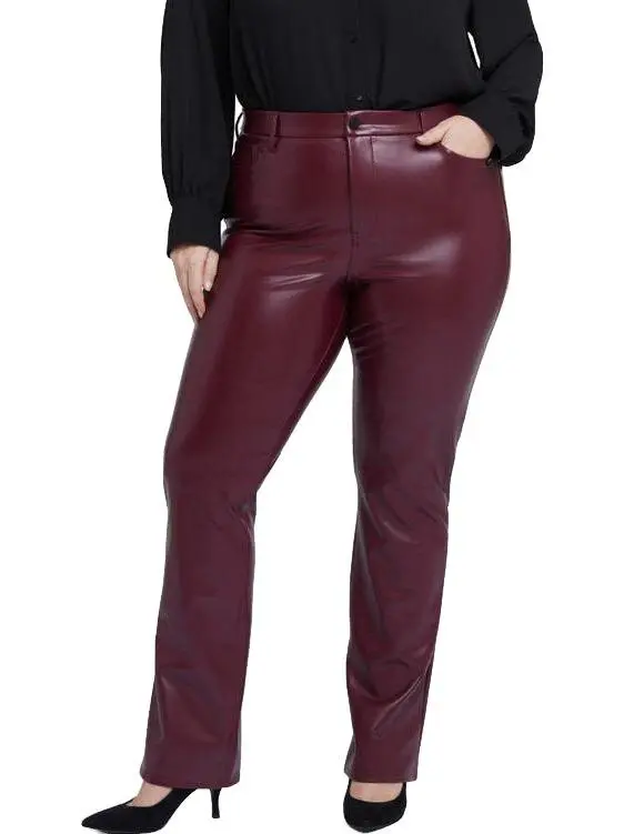 NYDJ Sculpt Her Marilyn Faux Leather Straight Leg Pants - Tavern