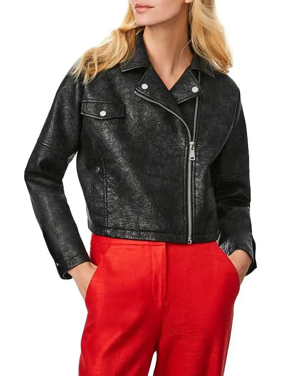 Bernardo Faux Leather Moto Jacket - Black