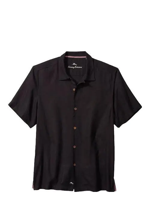 Tommy Bahama Tropic Isles Short Sleeve Button-up Silk Shirt - Black