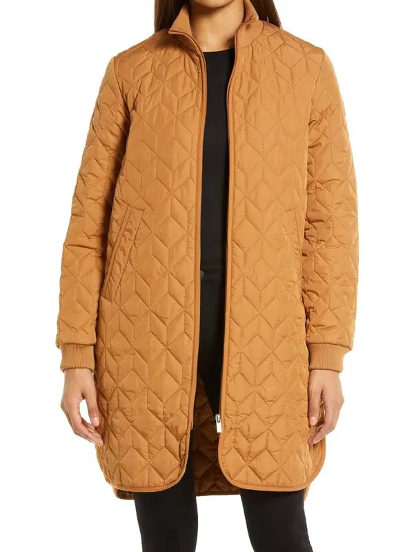 ILSE JACOBSEN Long Quilted Jacket - Cashew