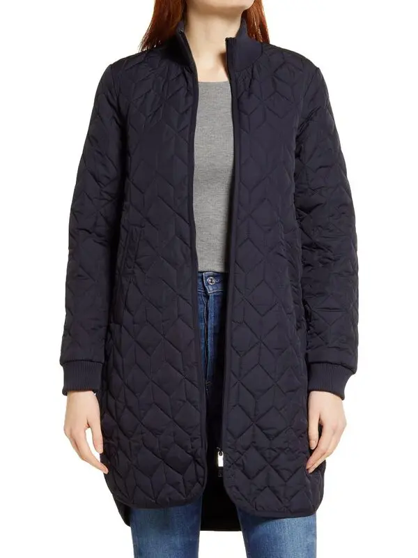 ILSE JACOBSEN Long Quilted Jacket - Dark Indigo