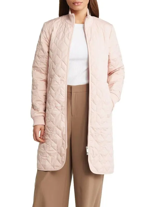 ILSE JACOBSEN Long Quilted Jacket - Pale Pink