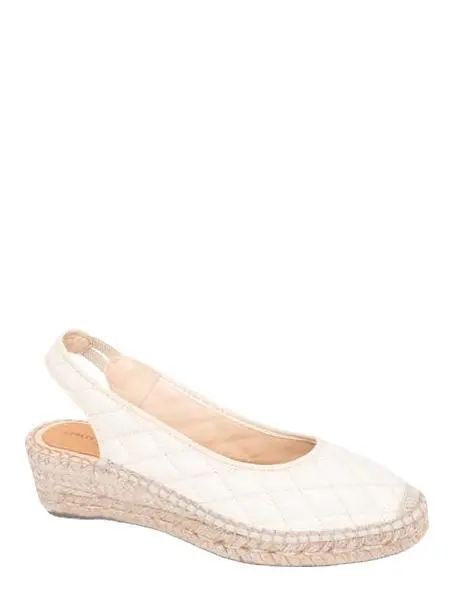 PATRICIA GREEN Valencia Slingback Wedge Espadrille - Quilted Beige