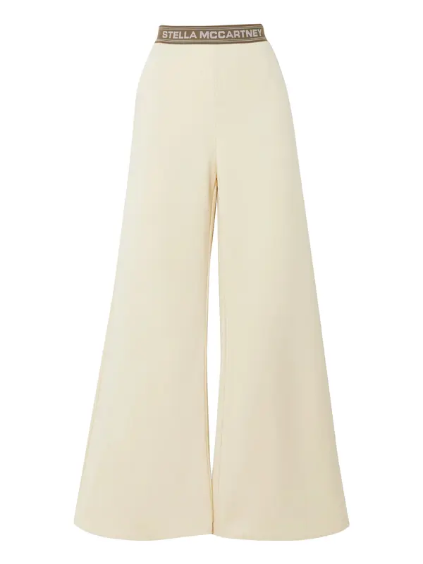 Stella McCartney Cotton-jersey Wide-leg Track Pants - Neutrals