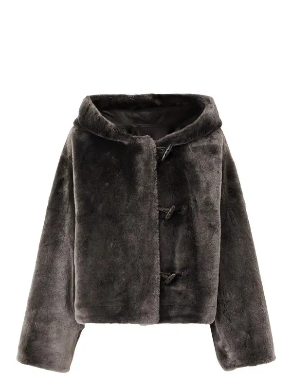YVES SALOMON Hooded Shearling Jacket - Green