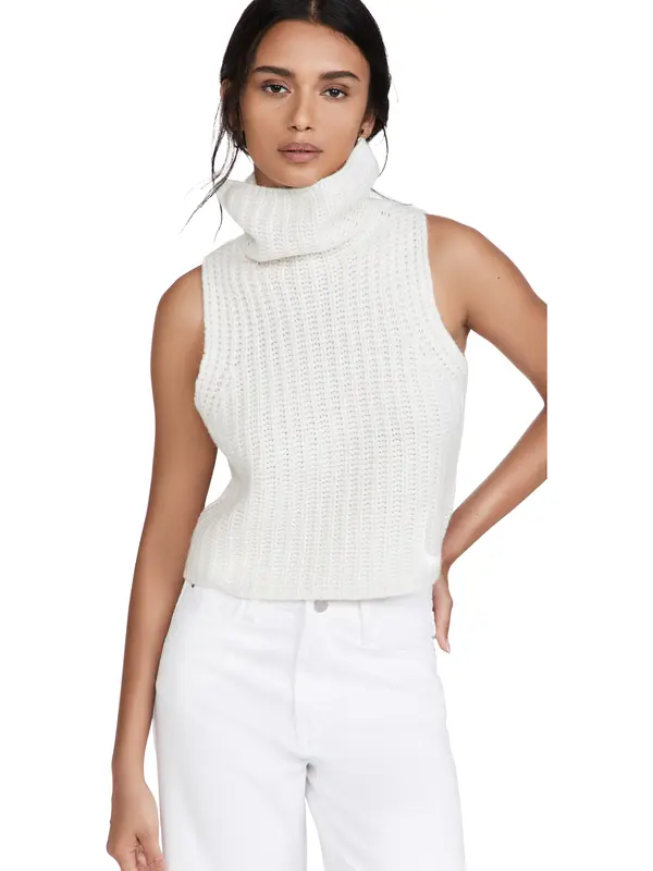 Sablyn Saige Cashmere Turtleneck Sleeveless Sweater - Gardenia