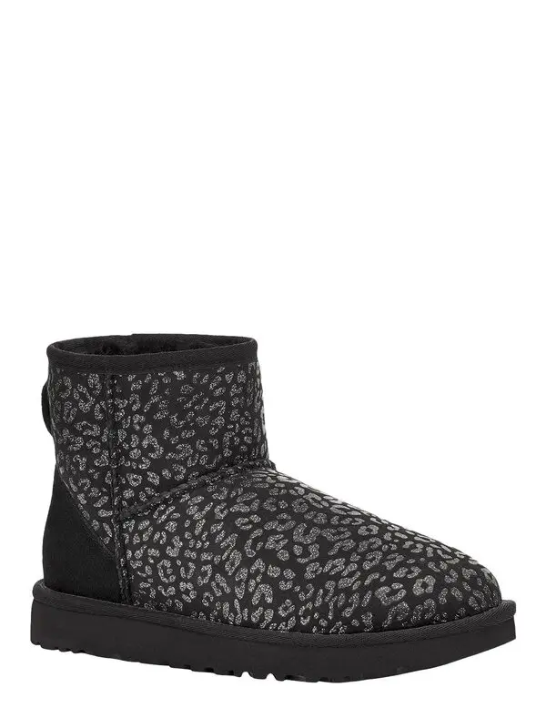 UGG Classic Mini Ii Shearling Lined Boot - Black Snow Leopard Suede