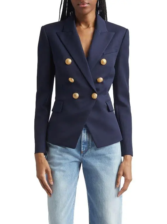 Balmain Double-breasted Wool Blazer - Marine Blue