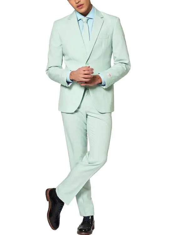 Opposuits Magic Mint Pastel Slim Fit Two-piece Suit & Tie Set - Teal/mint