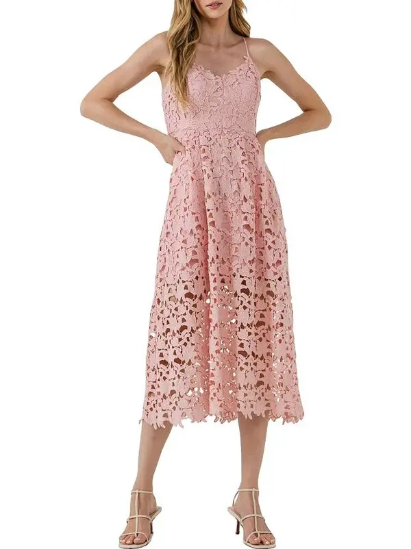 Endless Rose Lace Midi Dress - Blush