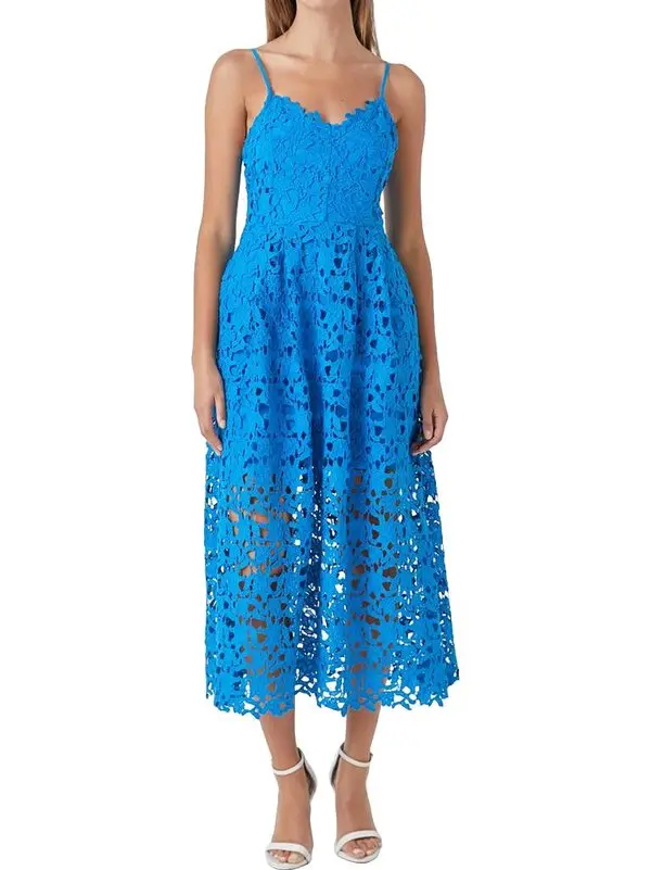 Endless Rose Lace Midi Dress - Ocean Blue