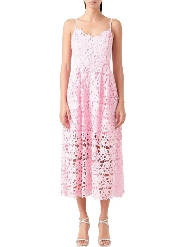 Endless Rose Lace Midi Dress - Pink