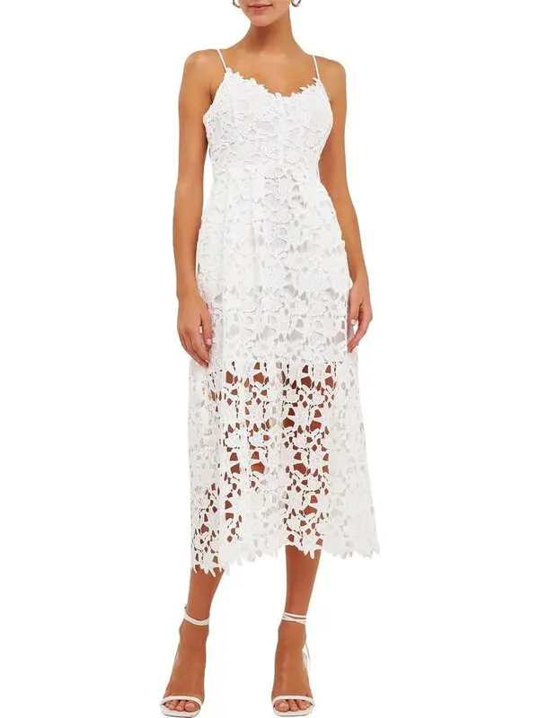 Endless Rose Lace Midi Dress - White