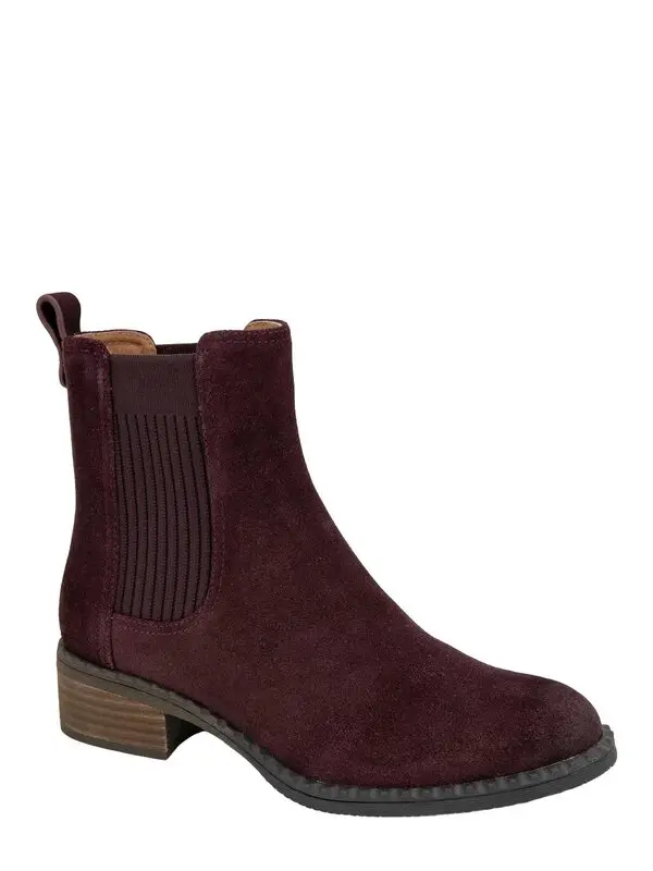 GENTLE SOULS SIGNATURE Double Gore Chelsea Boot - Burgundy Suede