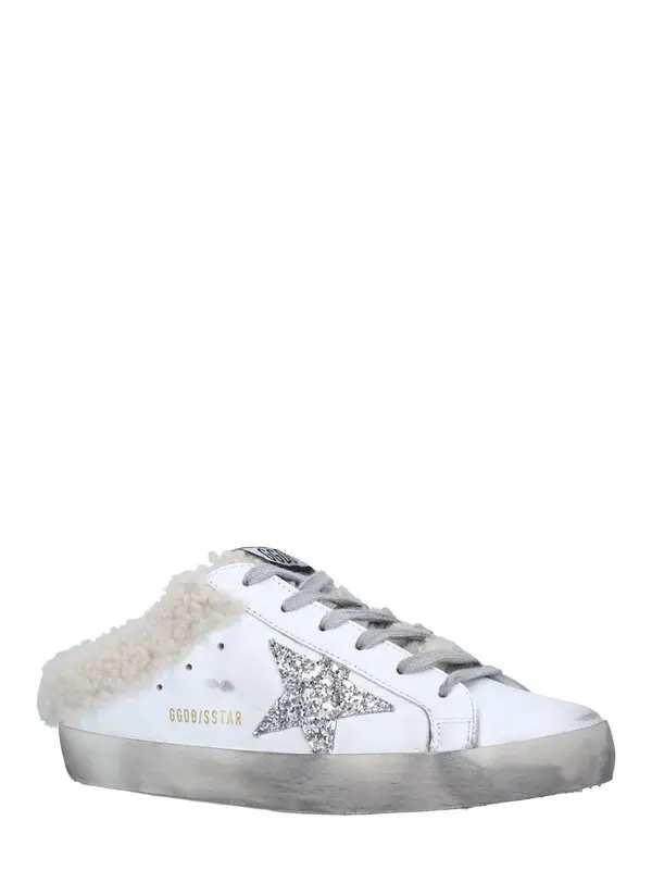 GOLDEN GOOSE Shearling Superstar Slip-on Sneakers - White