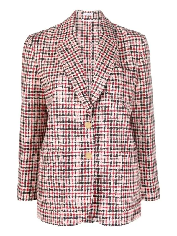 Thom Browne Check-pattern Single Breasted Blazer - Red