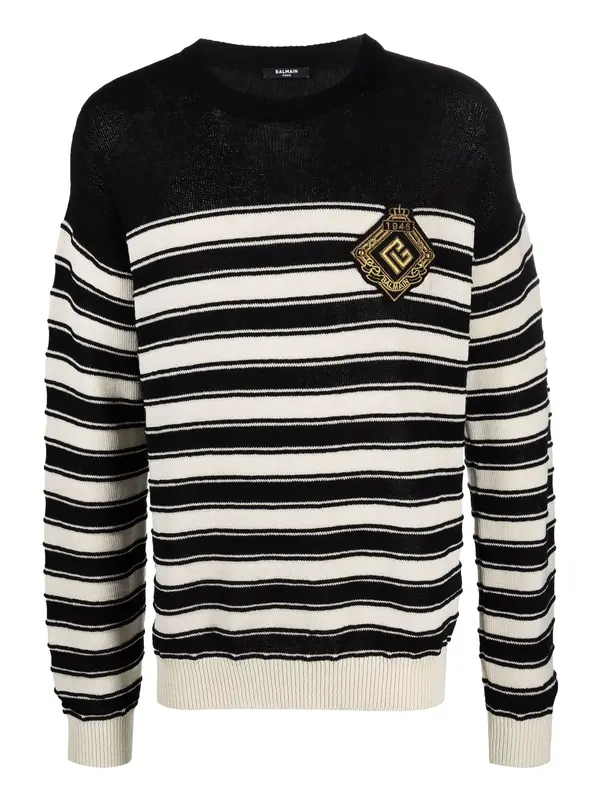 Balmain Logo-badge Knitted Jumper - Black
