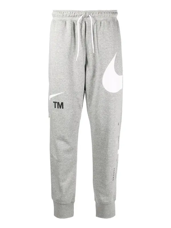 Nike Swoosh Drawstring Cotton Track Pants - Grey