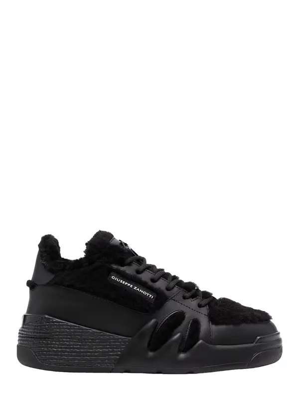 GIUSEPPE ZANOTTI Talon Shearling-trim High-top Sneakers - Black