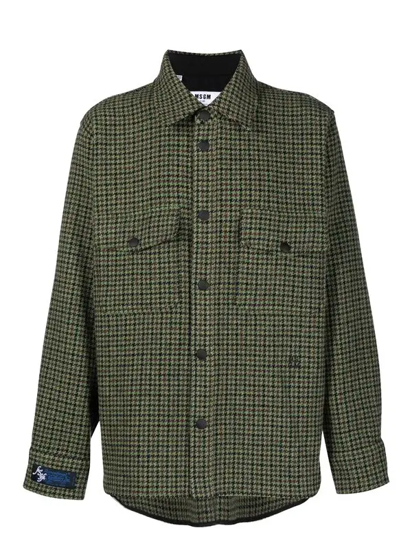 MSGM Herringbone Check-pattern Shirt - Green