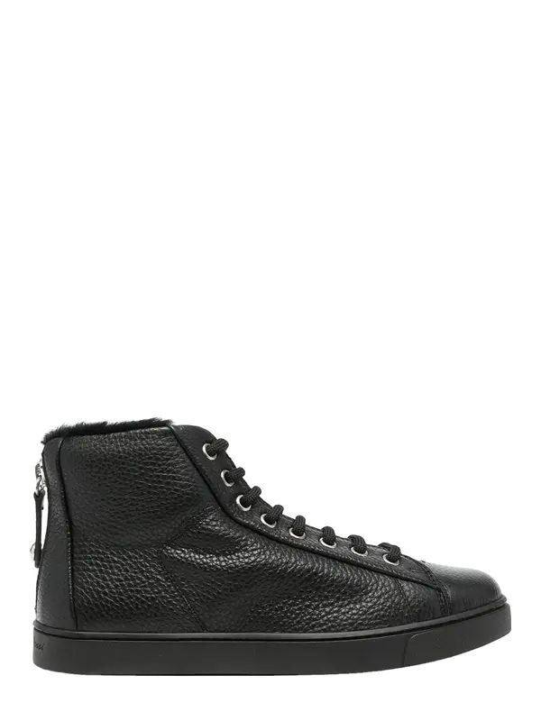GIANVITO ROSSI Pebbled High-top Sneakers - Black