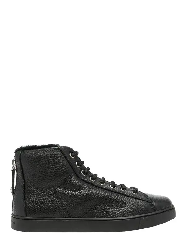 GIANVITO ROSSI Pebbled High-top Sneakers - Black