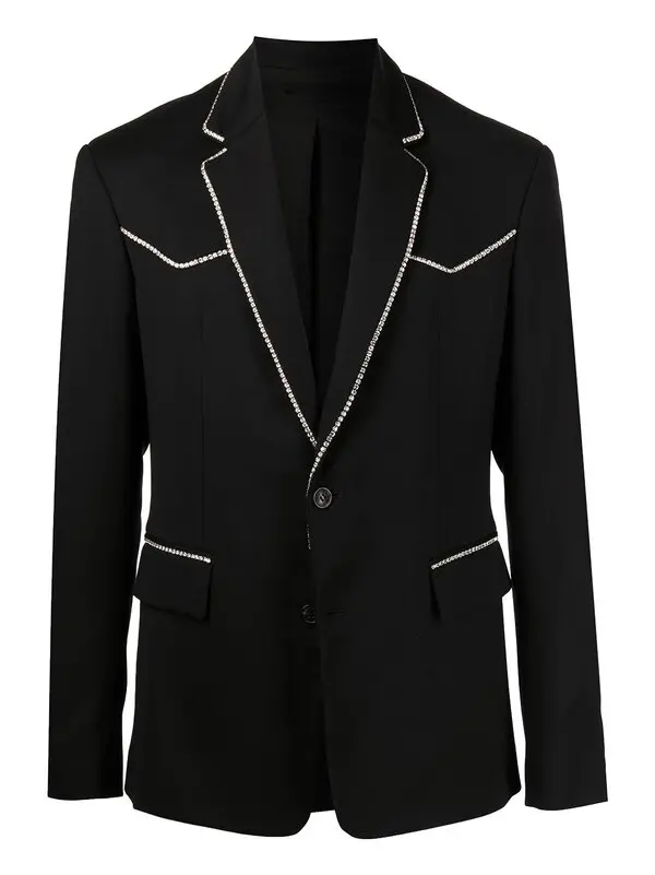 Amiri Crystal-trim Single-breasted Blazer - Black