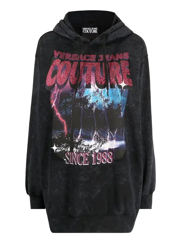 Versace Graphic-print Hoodie - Black