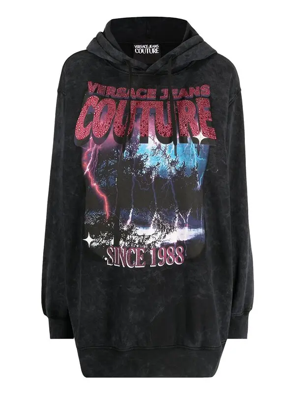 Versace Graphic-print Hoodie - Black