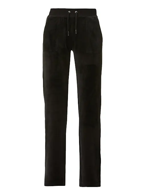 Juicy Couture Logo-embroidered Velour Trousers - Black