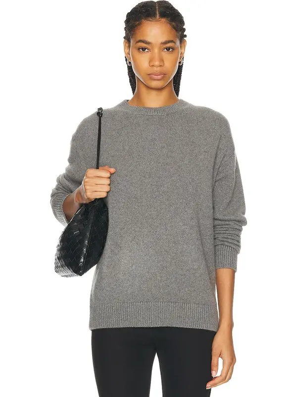 THE ELDER STATESMAN Simple Crew Sweater - Light Grey