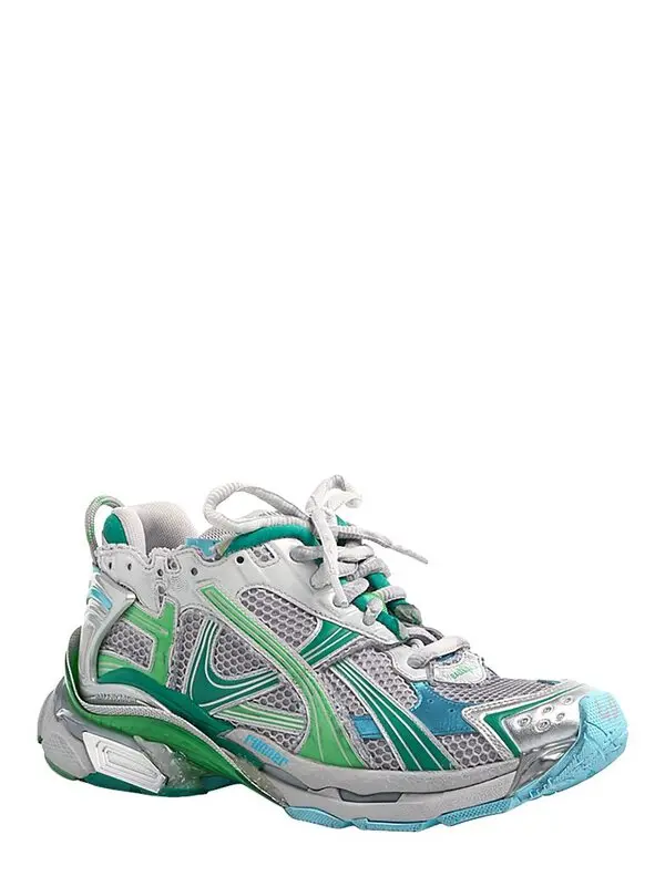 Balenciaga Runner Low Top Sneakers - Grey/green/blue