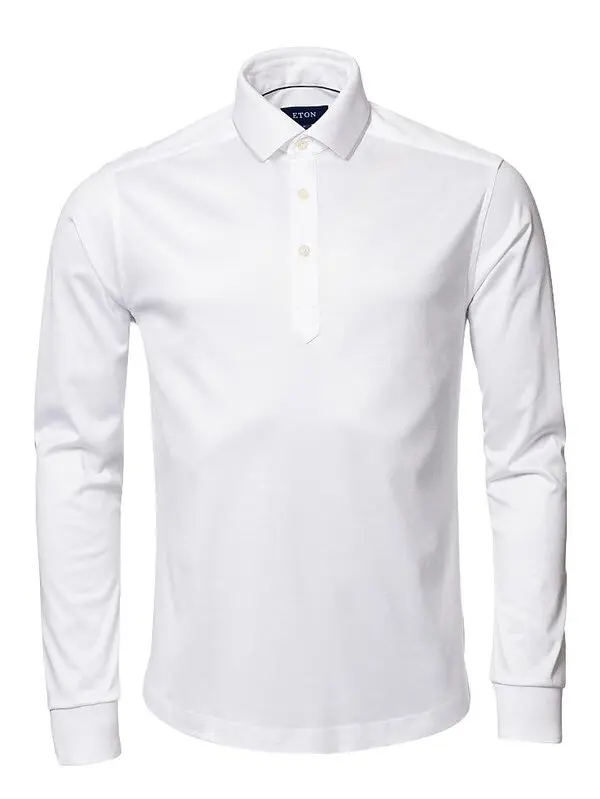 Eton Contemporary Fit Jersey Long Sleeve Polo Shirt - White