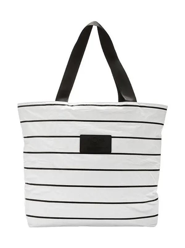 ALOHA COLLECTION Pinstripe Day Tripper Tote - Black On White