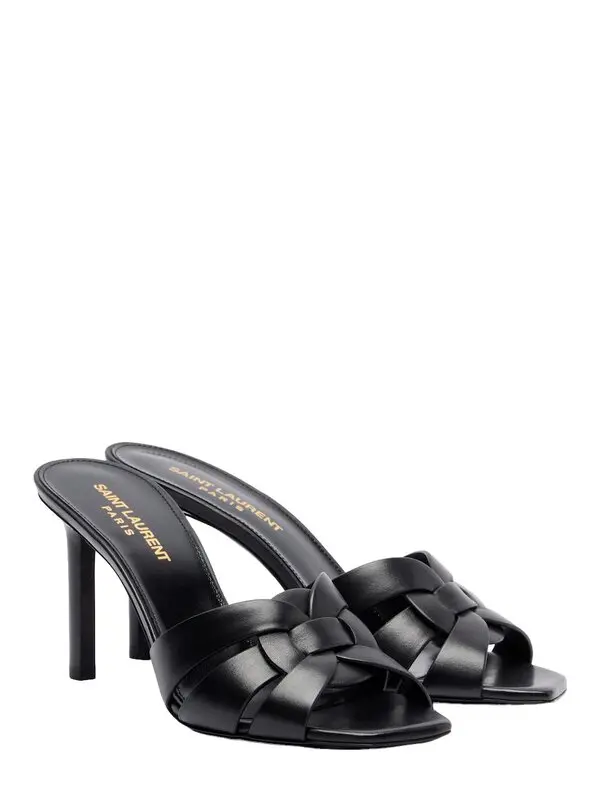 Saint Laurent Tribute 85 Leather Sandals - Black