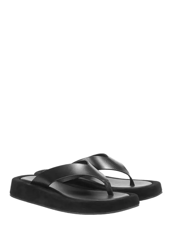 THE ROW Ginza Leather And Suede Sandals - Black