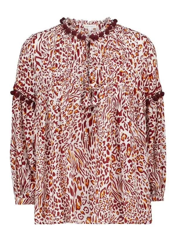 Poupette St Barth Clara Leopard-print Blouse - Red