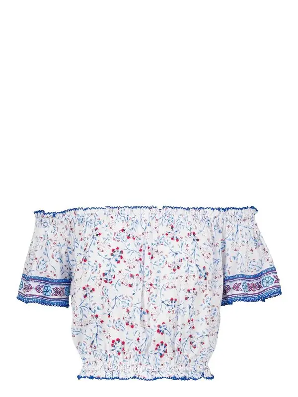 Poupette St Barth Camilla Floral Off-shoulder Blouse - White