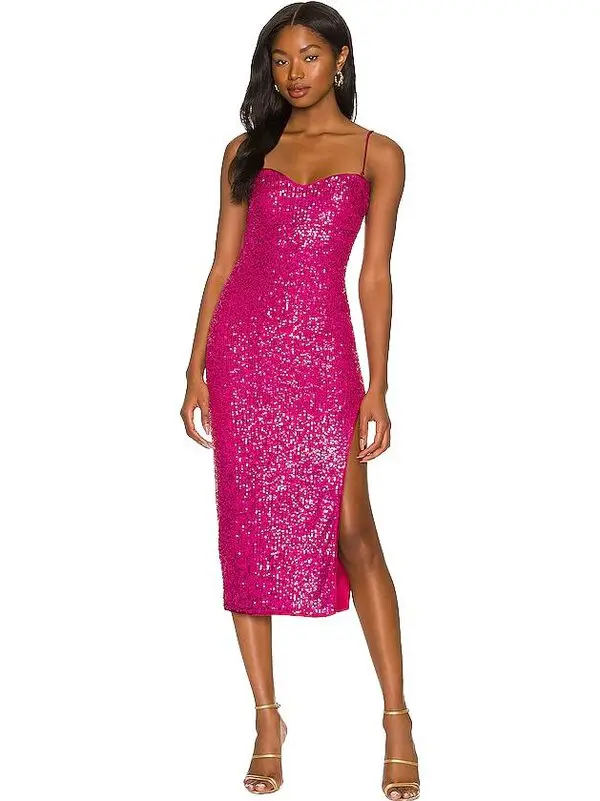 Majorelle Maizie Midi Dress - Hot Pink