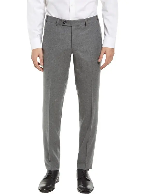 Ted Baker London Jerome Flat Front Wool Dress Pants - Light Grey