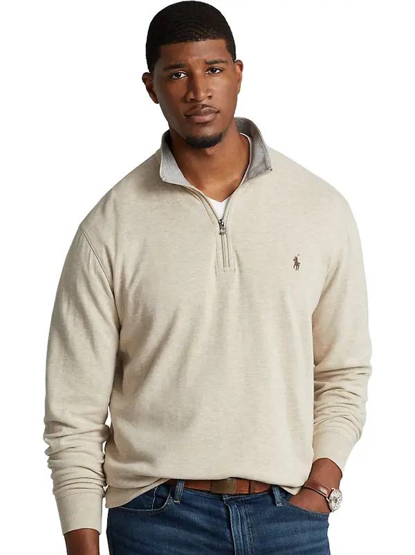 Ralph Lauren Luxury Jersey Quarter-zip Pullover - Expedition Dune Heather