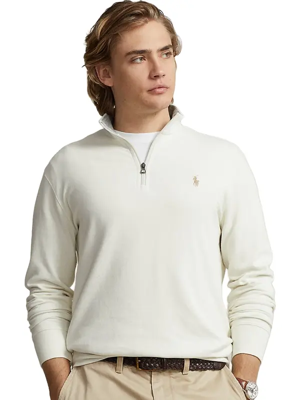 Ralph Lauren Luxury Jersey Quarter-zip Pullover - Parchment Cream