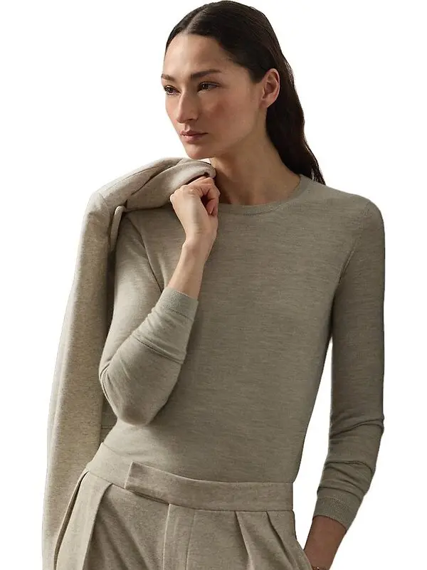 Ralph Lauren Cashmere Crewneck Sweater - Pearl Grey Melange