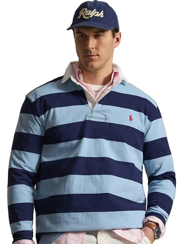 Ralph Lauren The Iconic Rugby Shirt - Powder Blue/newport Navy