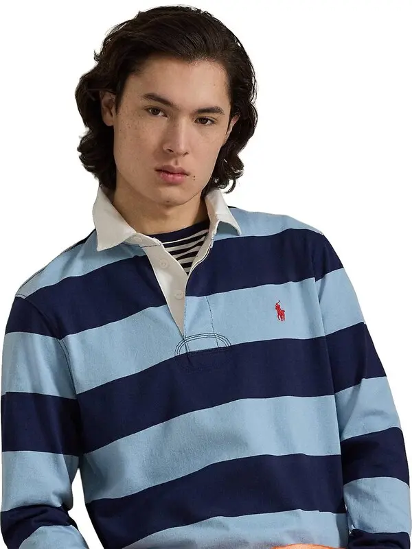Ralph Lauren The Iconic Rugby Shirt - Powder Blue/newport Navy