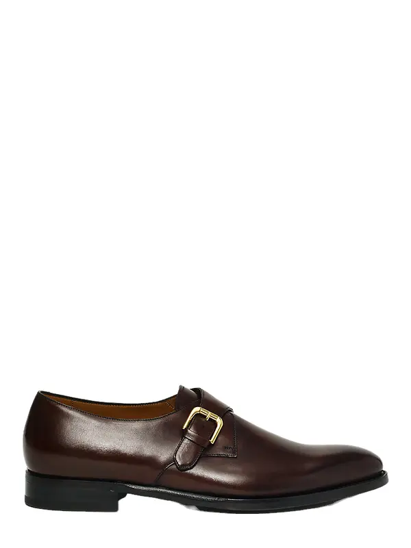 Ralph Lauren Darnell Calf Monk-strap Shoe - Dark Brown